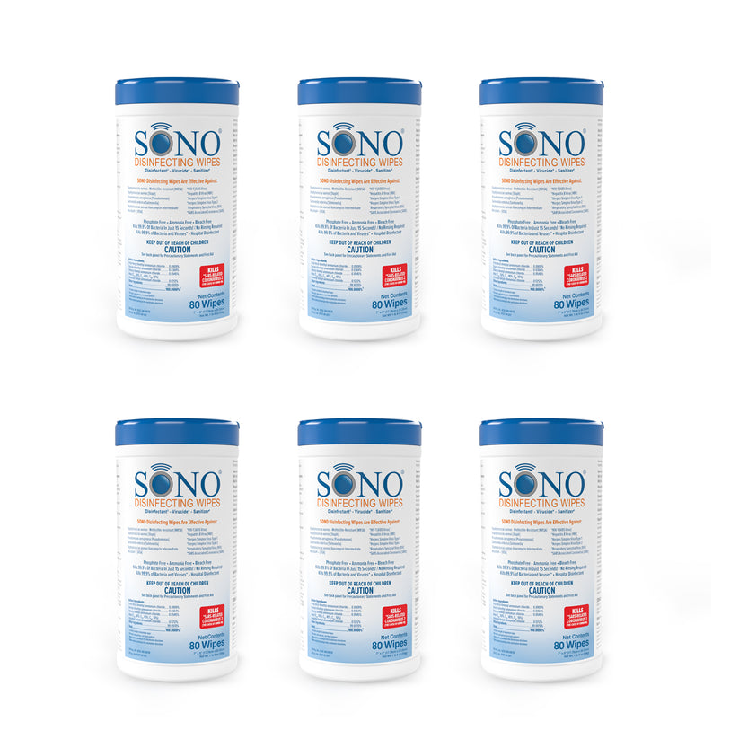 SONO Disinfectant Wipes: 6-Pack Canisters, 80 Sheets Each – SONO Supplies